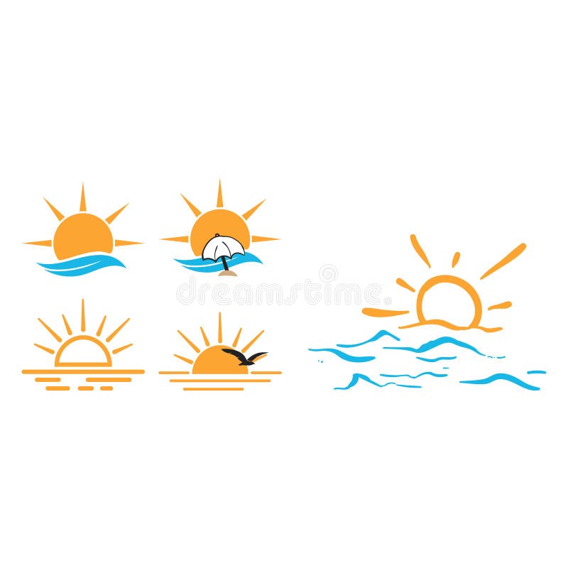 Summer Ocean Icon Design Set Bundle Template Isolated Stock Vector ...