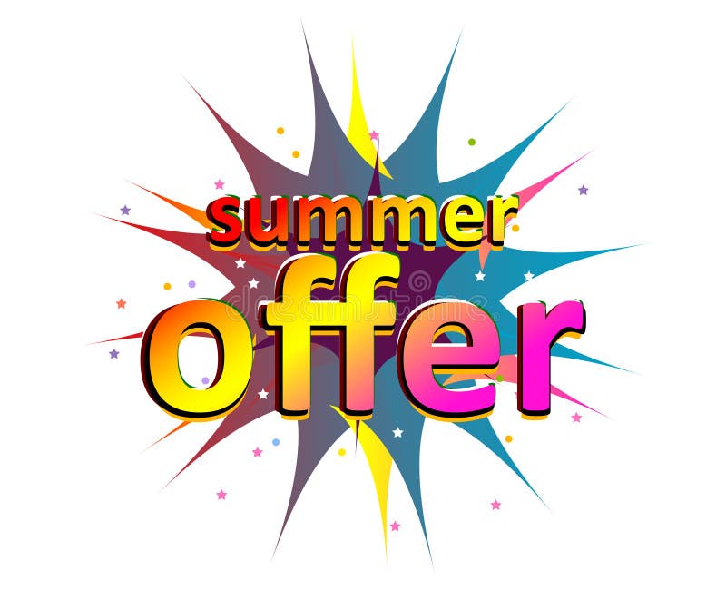 Summer Offer with Sun Sign, Flat Design Label Stock Illustration ...