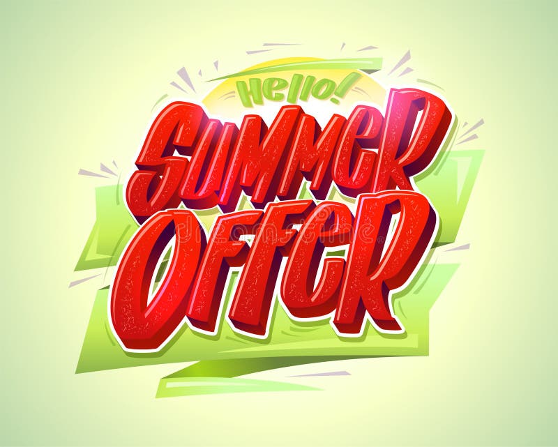 Summer Offer Banner Template with Hand Drawn Lettering Stock Vector ...