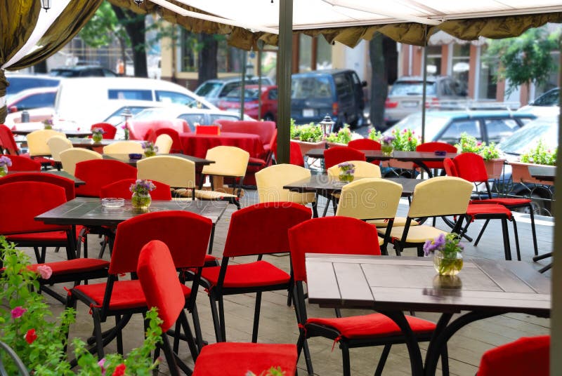 Summer open air cafe stock photo. Image of dinner, color - 15035732