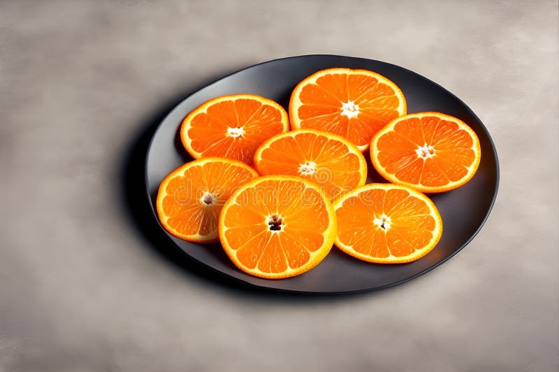 Summer Orange and Plate of Black, Generative Ai Stock Illustration ...