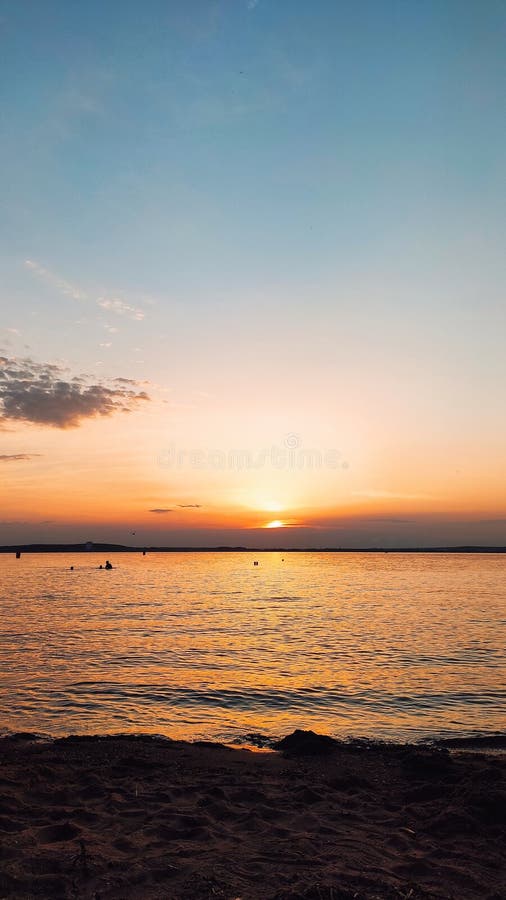 Summer orange sunset stock photo. Image of ocean, beach - 223008822