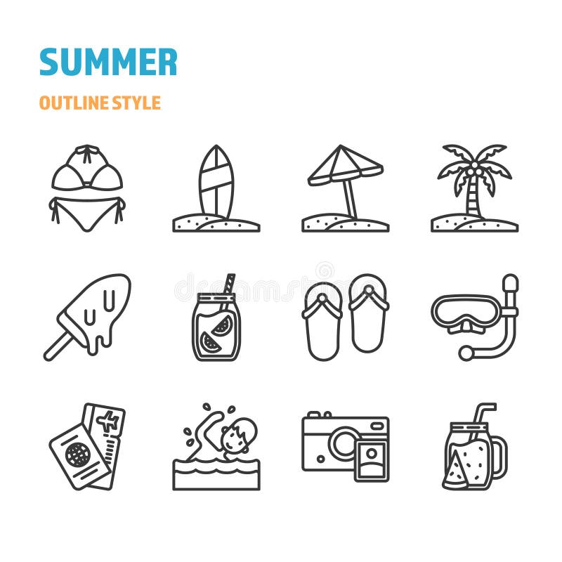 Summer sun outline icon stock vector. Illustration of icon - 114186782