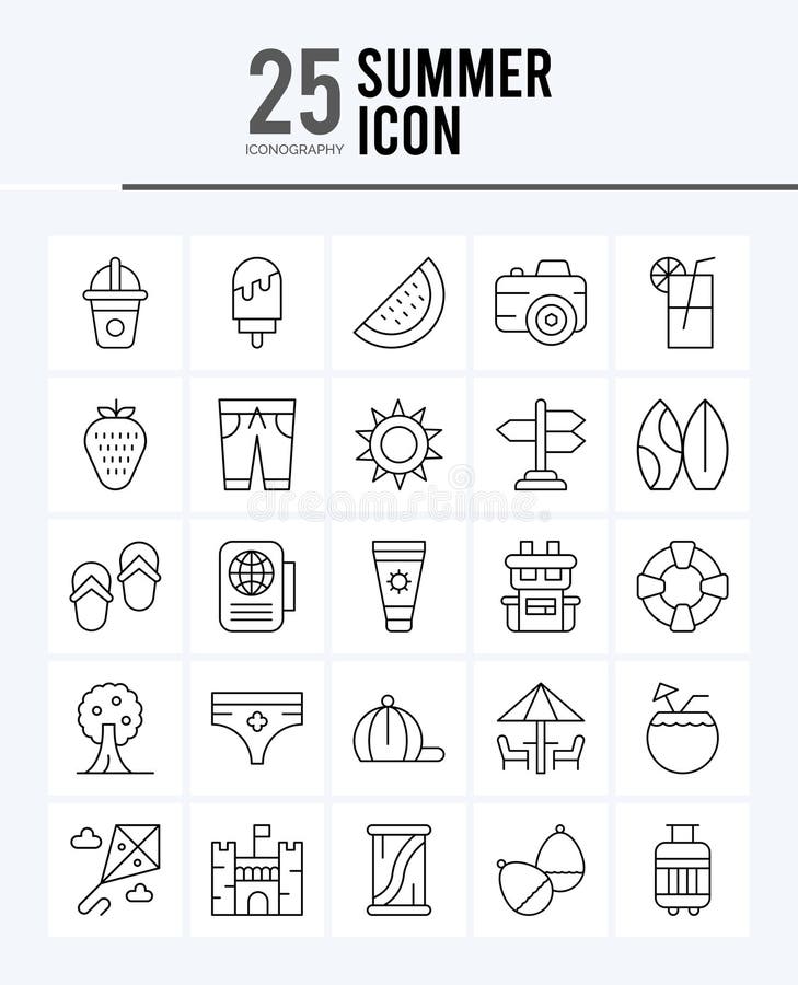 25 Summer Outline Icons Pack Vector Illustration Stock Vector ...