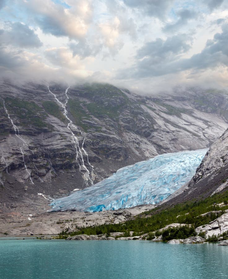 Summer Overcast View To Nigardsbreen Glacier, Jostedal, Norway Stock ...