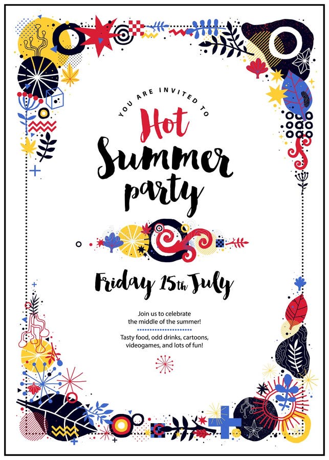 Summer Party Invitation or Poster Template. EPS10 Vector Stock Vector ...