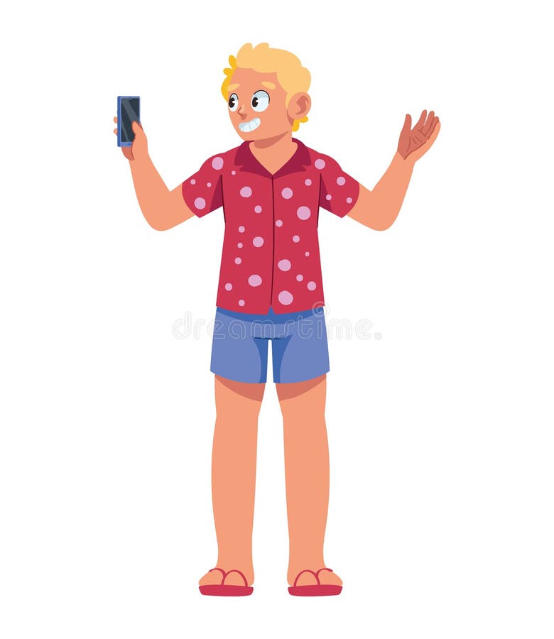 Summer Party Man with Phone Stock Vector - Illustration of party ...