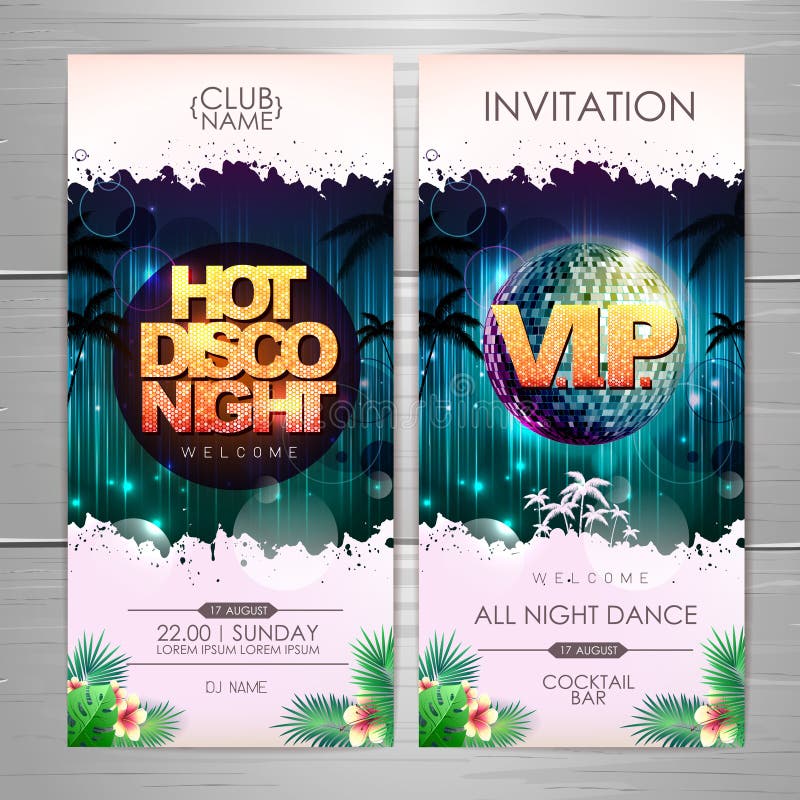 Summer Party Poster Design. Hot Disco Night Invitation Design Stock ...