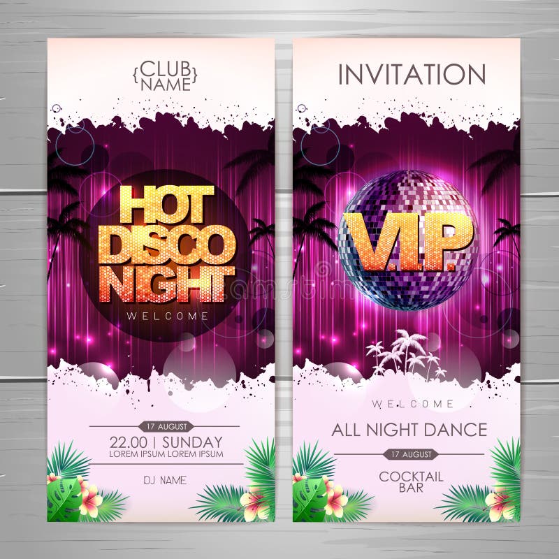 Summer Party Poster Design. Hot Disco Night Invitation Design Stock ...