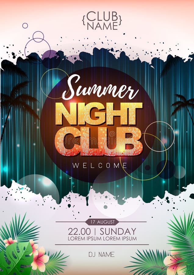 Summer Party Poster Design. Summer Night Club Stock Vector ...