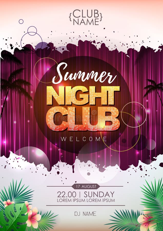 Summer Party Poster Design. Summer Night Club Stock Vector ...