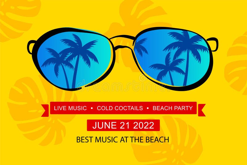 Summer Party Poster with Summer Tropical Element Background Stock ...