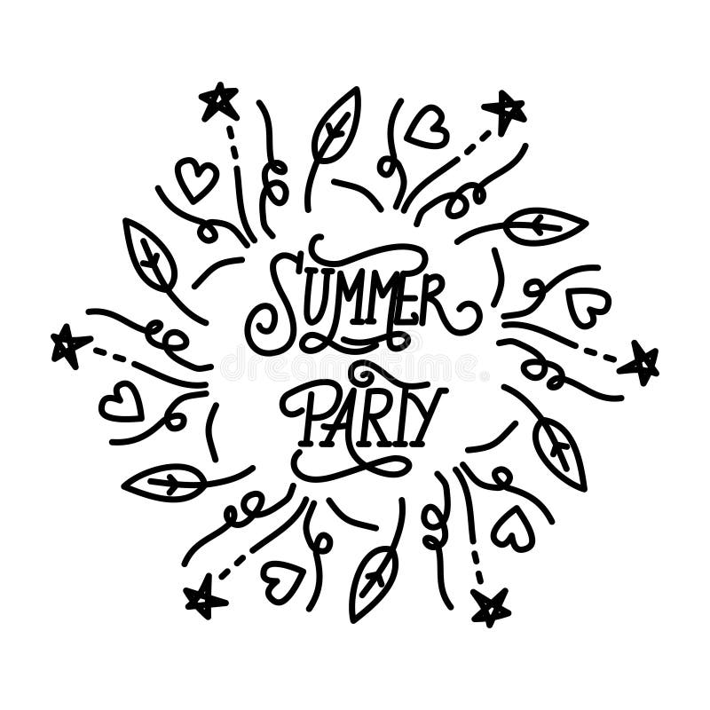 Summer Party Script Text Design Template Vector Stock Vector ...