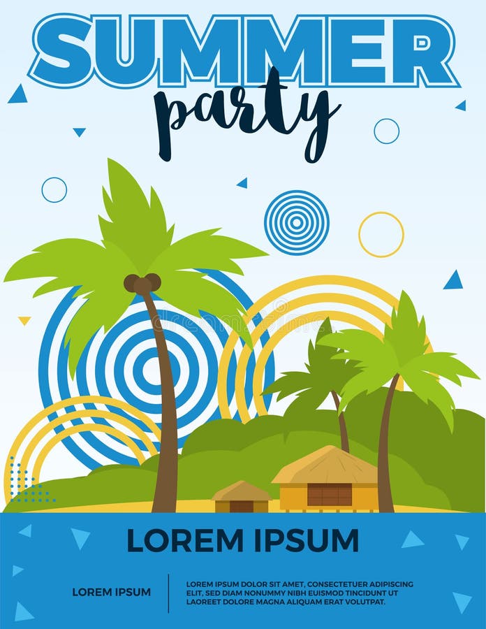 Summer Party Vector Poster with Palms Stock Vector - Illustration of ...