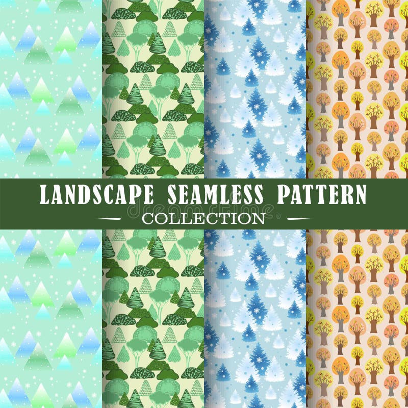 Landscape seamless pattern stock vector. Illustration of color - 184347337