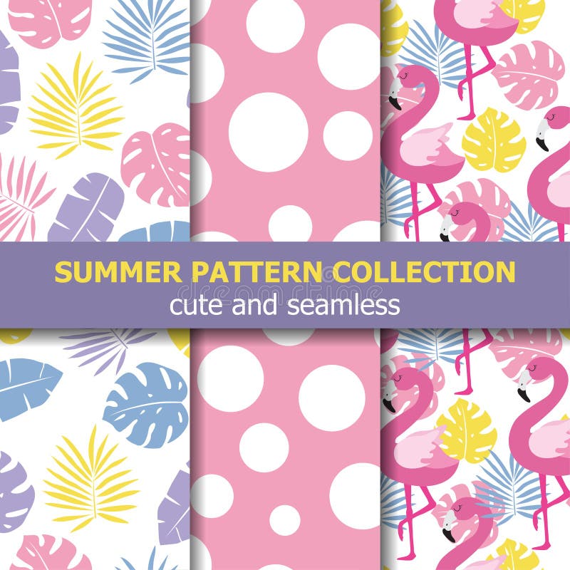Summer Pattern Collection. Flamingo Theme, Summer Banner Stock Vector ...