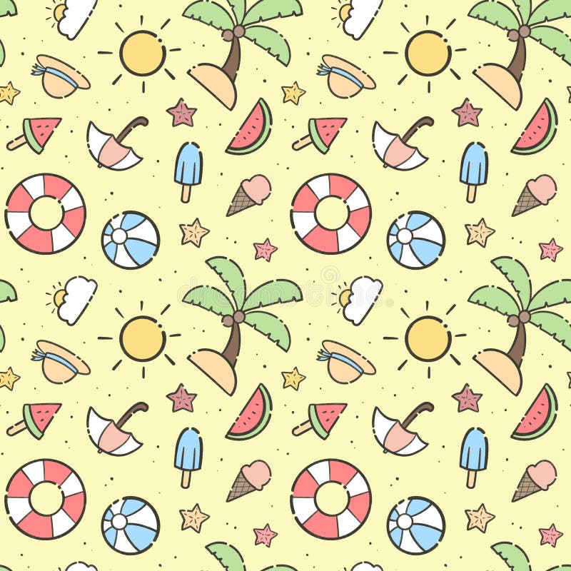 Summer Pattern Unlimited Repeat Stock Illustration - Illustration of ...
