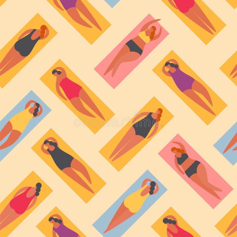 Summer People on the Beach. Vector IllustrationBasic RGB Stock Vector ...