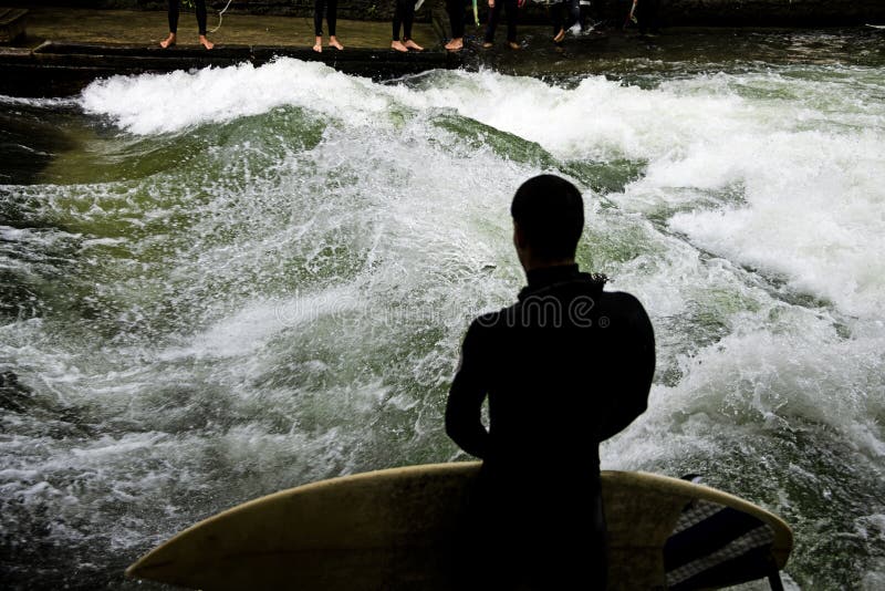 Surfing on the Wild Waves of the River Stock Image - Image of open ...