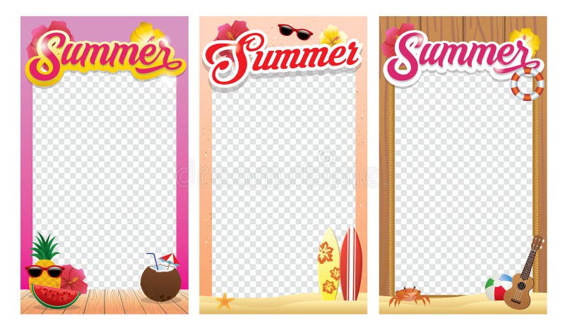 Summer Photo Frame Theme Design Set Stock Vector - Illustration of ...