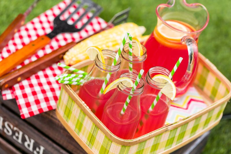 Summer picnic stock image. Image of lemon, beverage, maize - 56511829