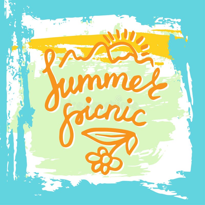 Summer Picnic Typographic Grunge Card Stock Vector - Illustration of ...