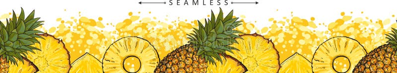 Summer Pineapple or Ananas Seamless Pattern Sketch Vector Illustration ...