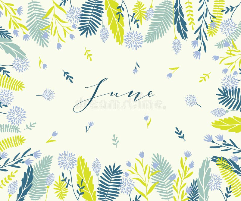 Summer plant frame. stock vector. Illustration of bouquet - 115742569