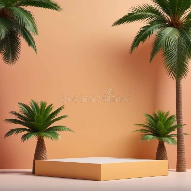 Summer Podium Showcase Product Presentation with Palm Tree Stock ...
