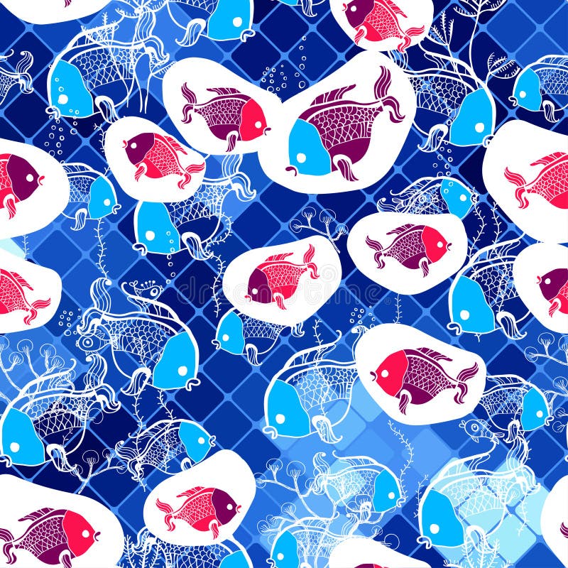 Summer Polygonal Background Blue Color with Fish Stock Vector ...