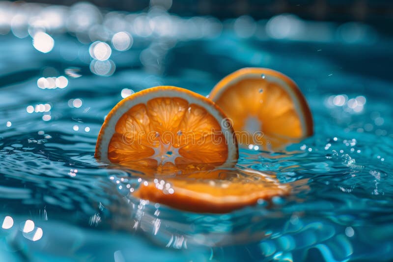 Summer Pool Background with Floating Orange Slices, Perfect for ...