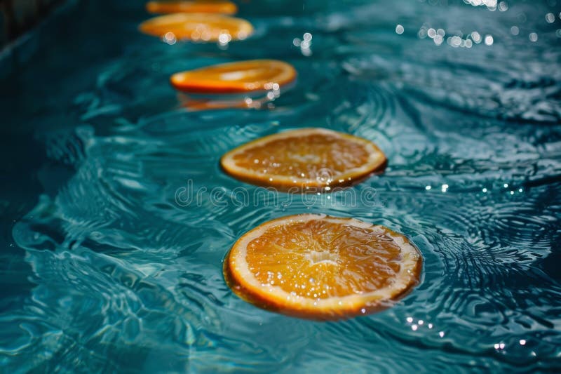 Summer Pool Background with Orange Fruit Slices, Ideal Wallpaper with ...