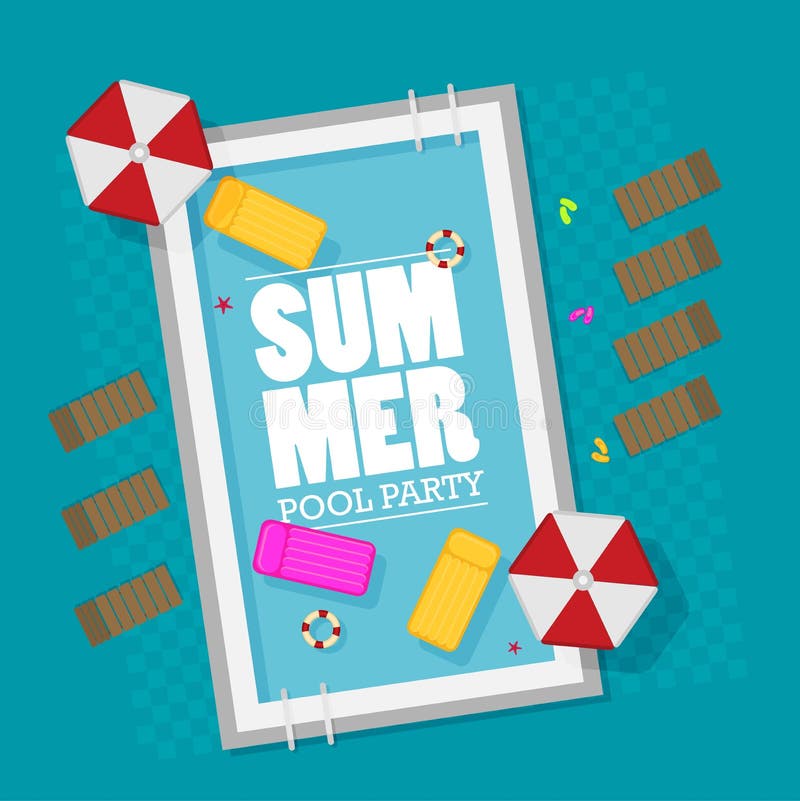 Summer Pool. Flat Design Style Stock Vector - Illustration of vector ...