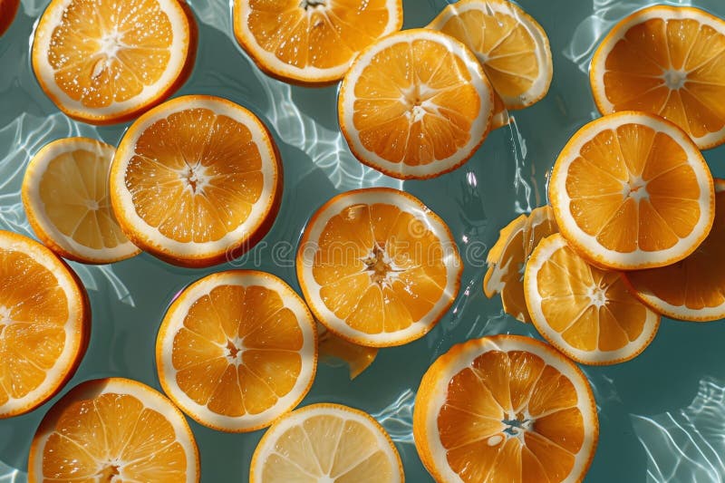 Summer Pool with Orange Slices, Ideal Wallpaper Featuring Copy Space ...