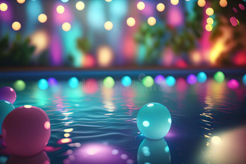 Summer Pool Party Background Illustration Ai Generative Stock