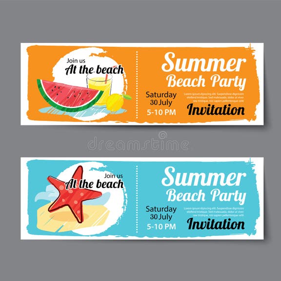 Summer Pool Party Ticket Template Stock Vector - Illustration of party ...