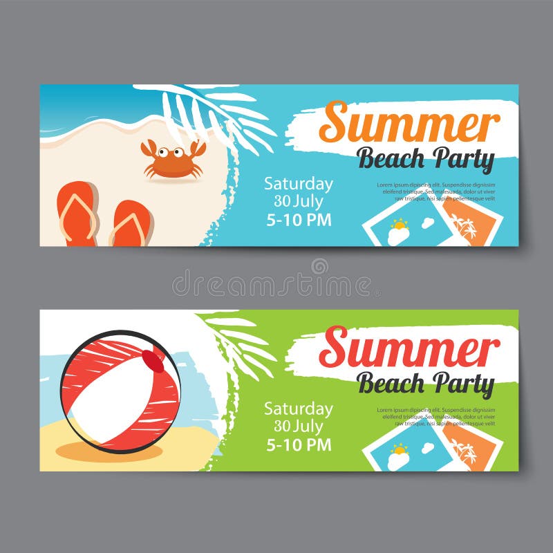 Summer Pool Party Ticket Template Stock Vector - Illustration of party ...