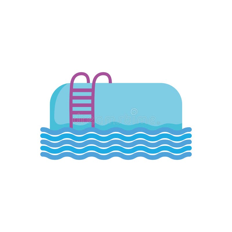 Summer Pool with Stairs Fill Style Stock Vector - Illustration of ...