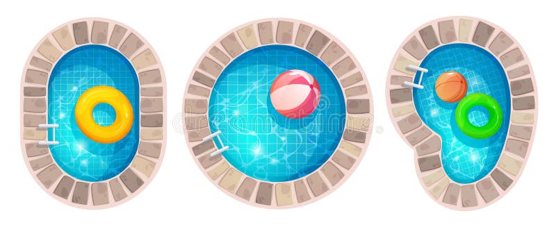 Summer Pool Top View with Water and Float Ring Stock Vector ...
