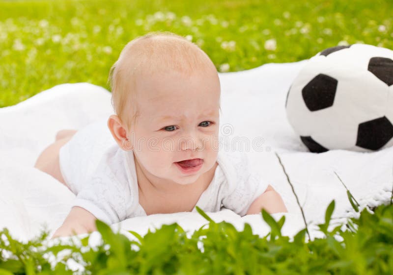 Summer Portrait of Beautiful Baby Stock Photo - Image of boys, football ...