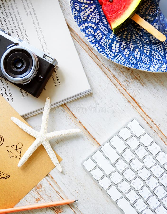 Summer Postcard Camera Travel Journey Concept Stock Photo - Image of ...