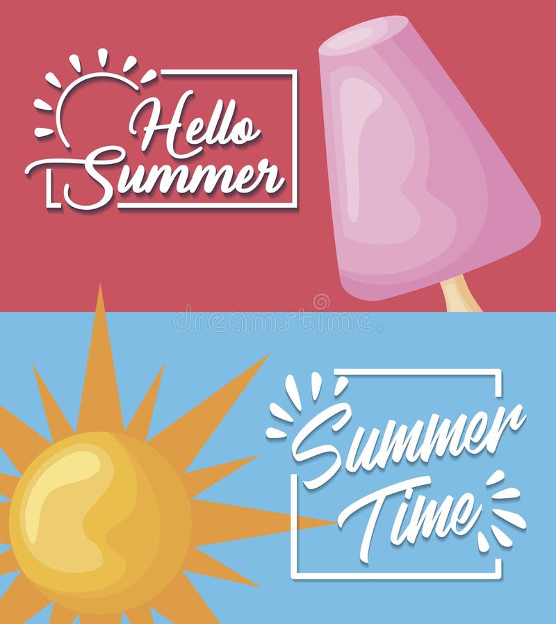 Summer Poster with Ice Creams and Set Fruits Stock Illustration ...
