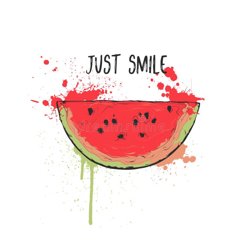 Summer Print with Watermelon Slice and Slogan Stock Vector ...