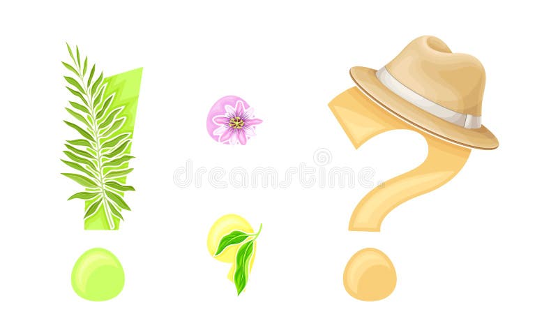 Summer Punctuation Marks Set. Question, Exclamation, Semicolon Signs ...