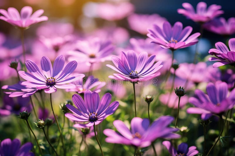 Summer Purple Flowers Background Illustration Stock Illustration ...