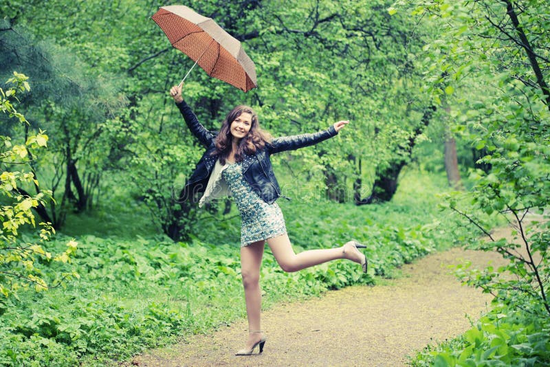 Summer rain stock image. Image of makeup, park, dress - 20532097