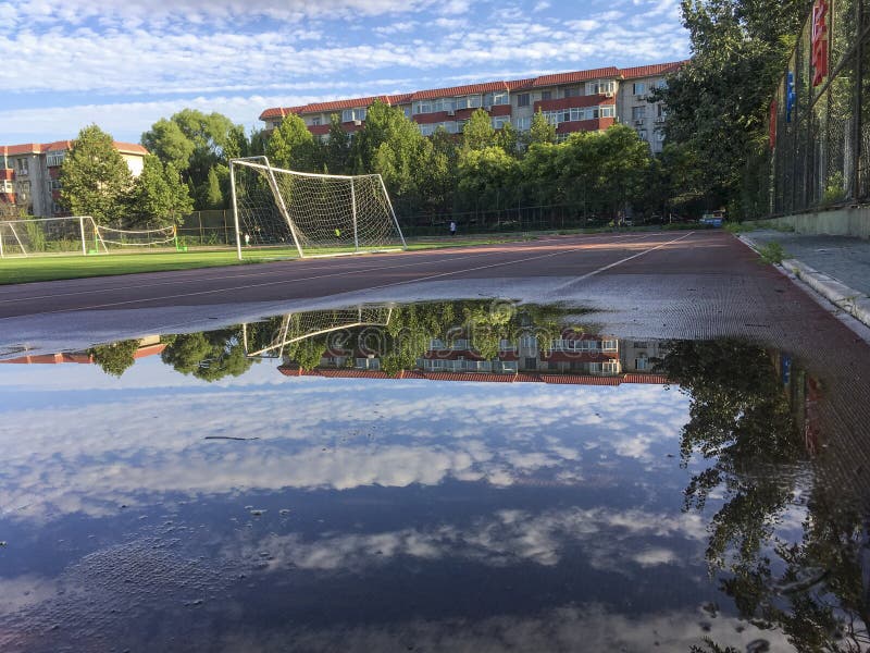 After the Summer Rain, the Empty Playground in the University Campus ...