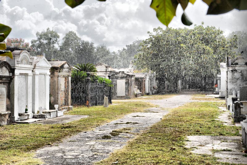 Summer Rain-New Orleans Cemetery Stock Photo - Image of tombs, clouds ...
