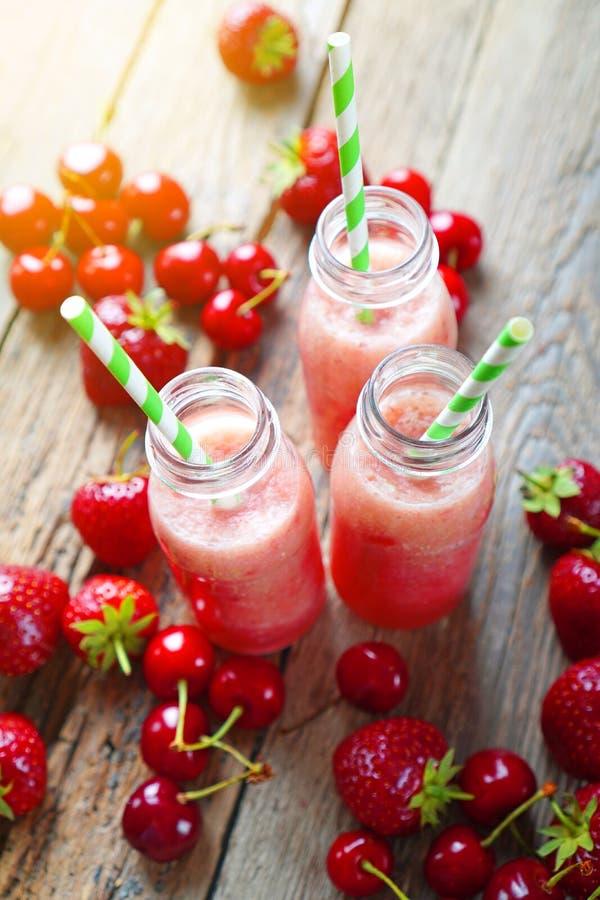 Summer Red Smoothies Made with Red Berries Stock Image - Image of ...