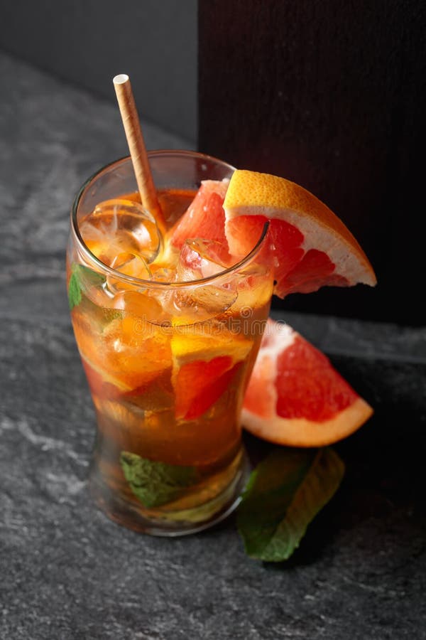 Summer Refreshing Drink with Ice, Mint, and Grapefruit Stock Image ...